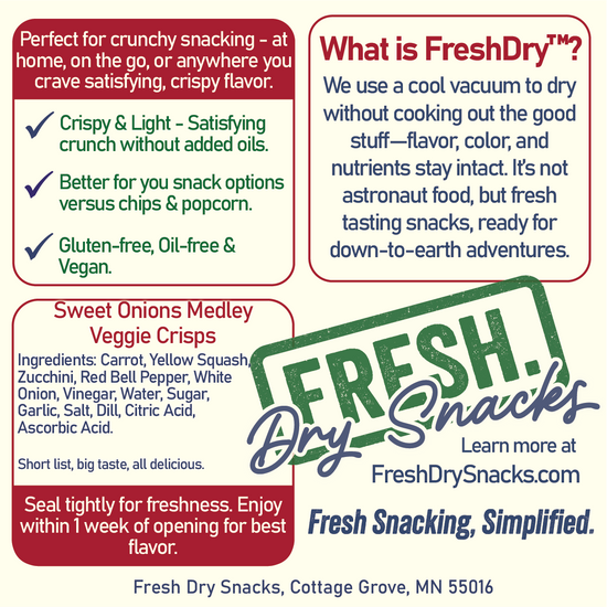 Veggie Crisps- Sweet Onion Veggie Medley – Fresh Dry Snacks